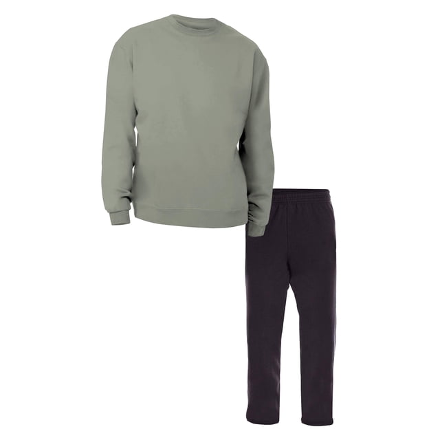 Hanes comfortsoft stone washed green sweatshirt with black jogger ...