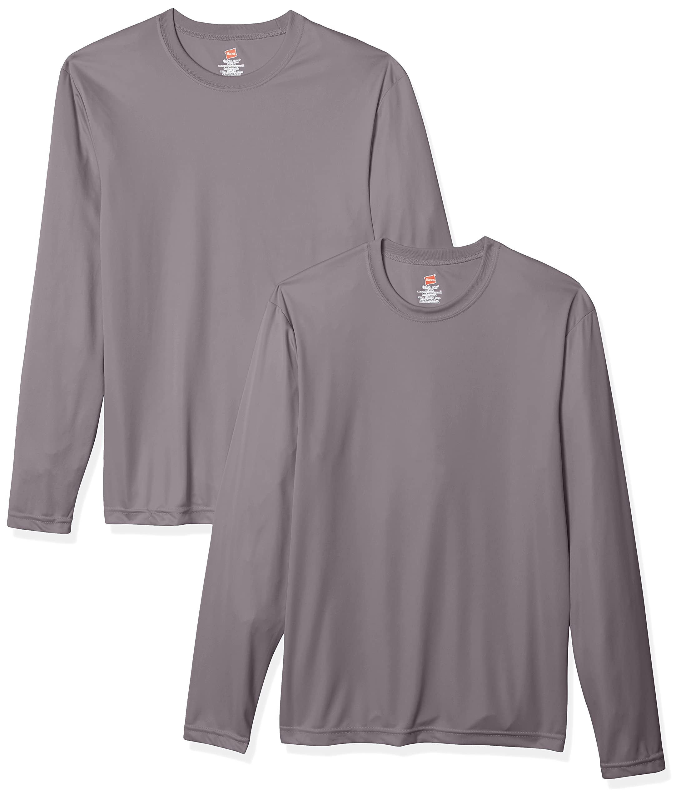 Hanes Men’s 4 oz Cool Dri Long Sleeve Performance T-Shirt (Pack of 2) 2 ...