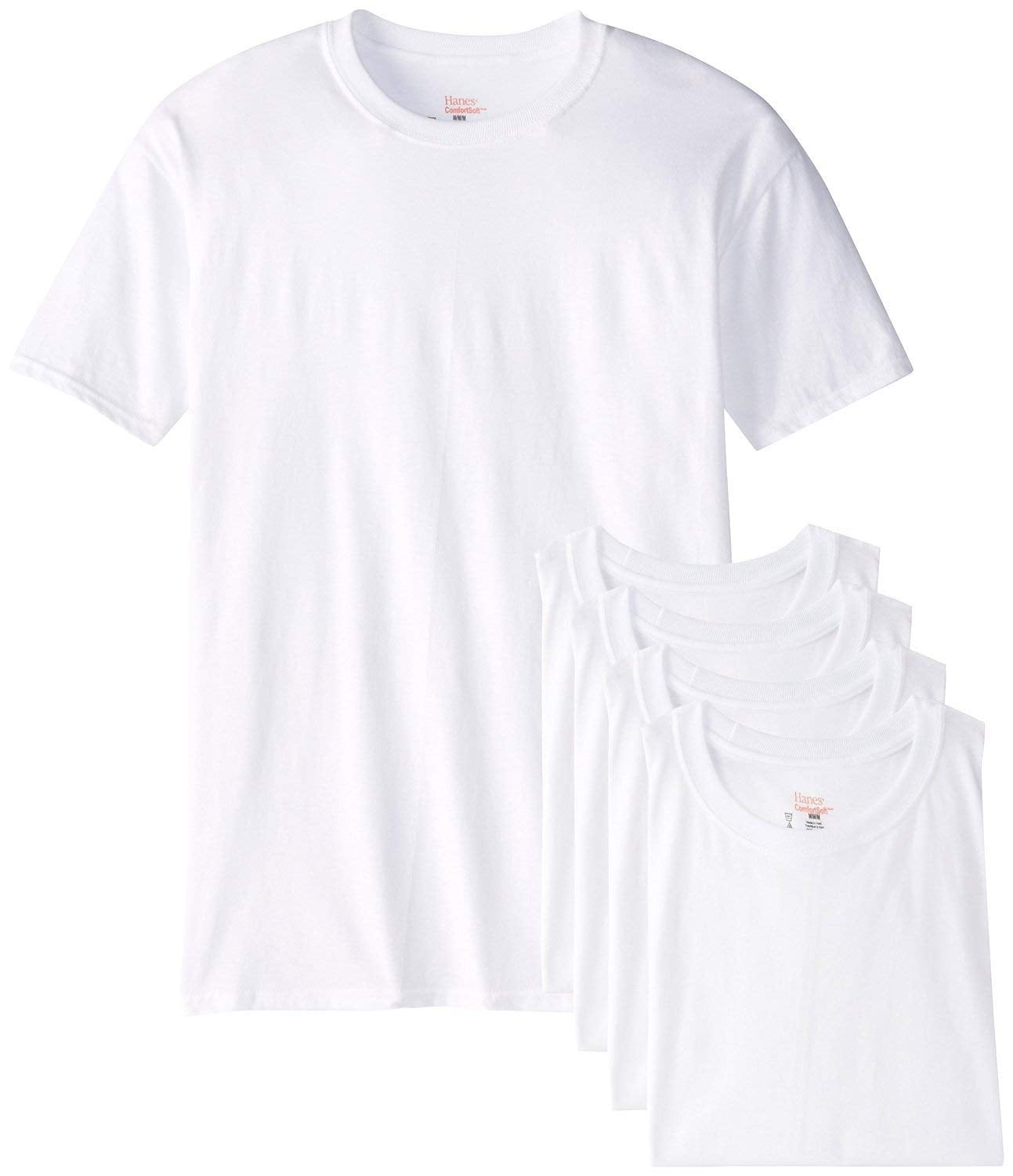 Hanes mens White TAGLESS Crewneck Undershirt 6-Pack(2135P6)-White-L ...