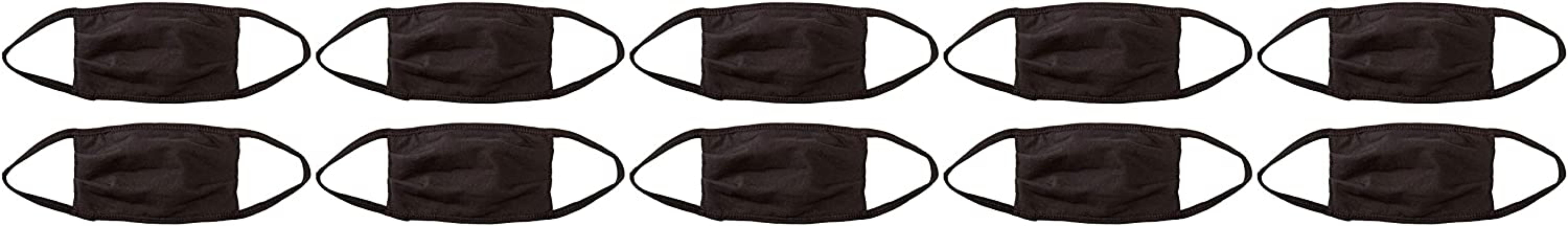 Hanes Reusable Cloth Face Mask, Adjustable Mouth Covering, Pack of 10 ...