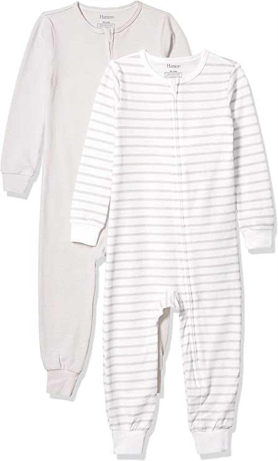 Hanes unisex baby Ultimate Zippin 2 Pack Sleep Layette Set, Grey Stripe ...