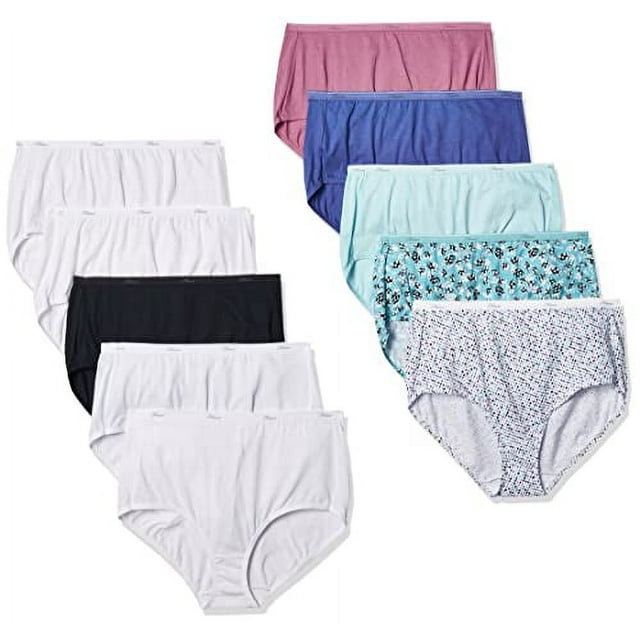 Hanes Womens Cotton Briefs Underwear 10 Pack Brief Assorted 1 9 Us