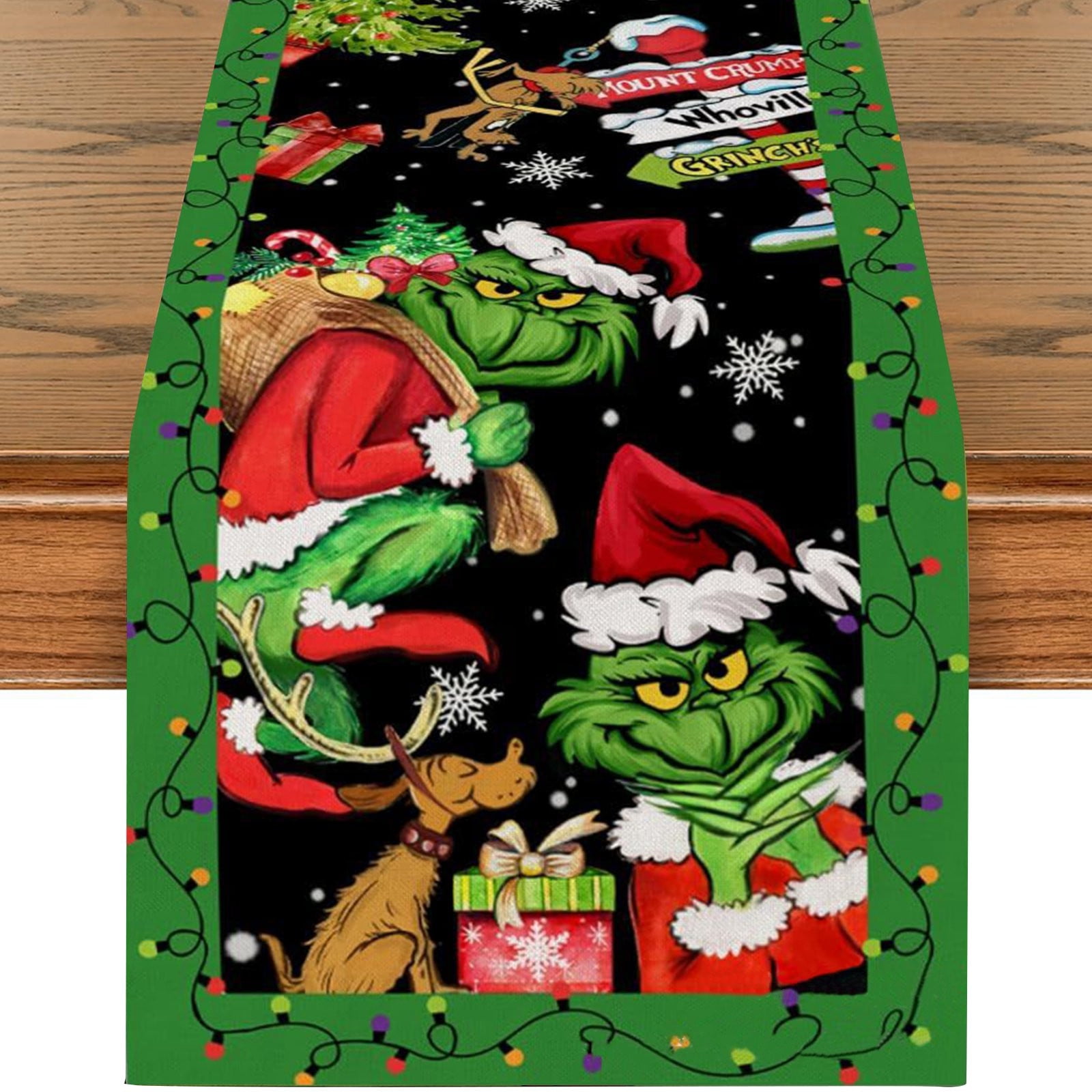 Hanety 13x72 Inch Mode Waterclor Plaid Grinch Christmas Trees Merry ...