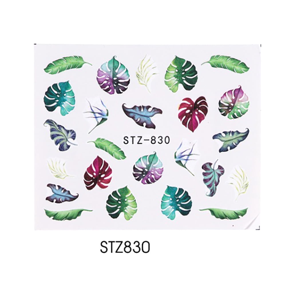 Hanety Nail Gel Stickers Water Transfer Sticker Decals Flower Leaf ...