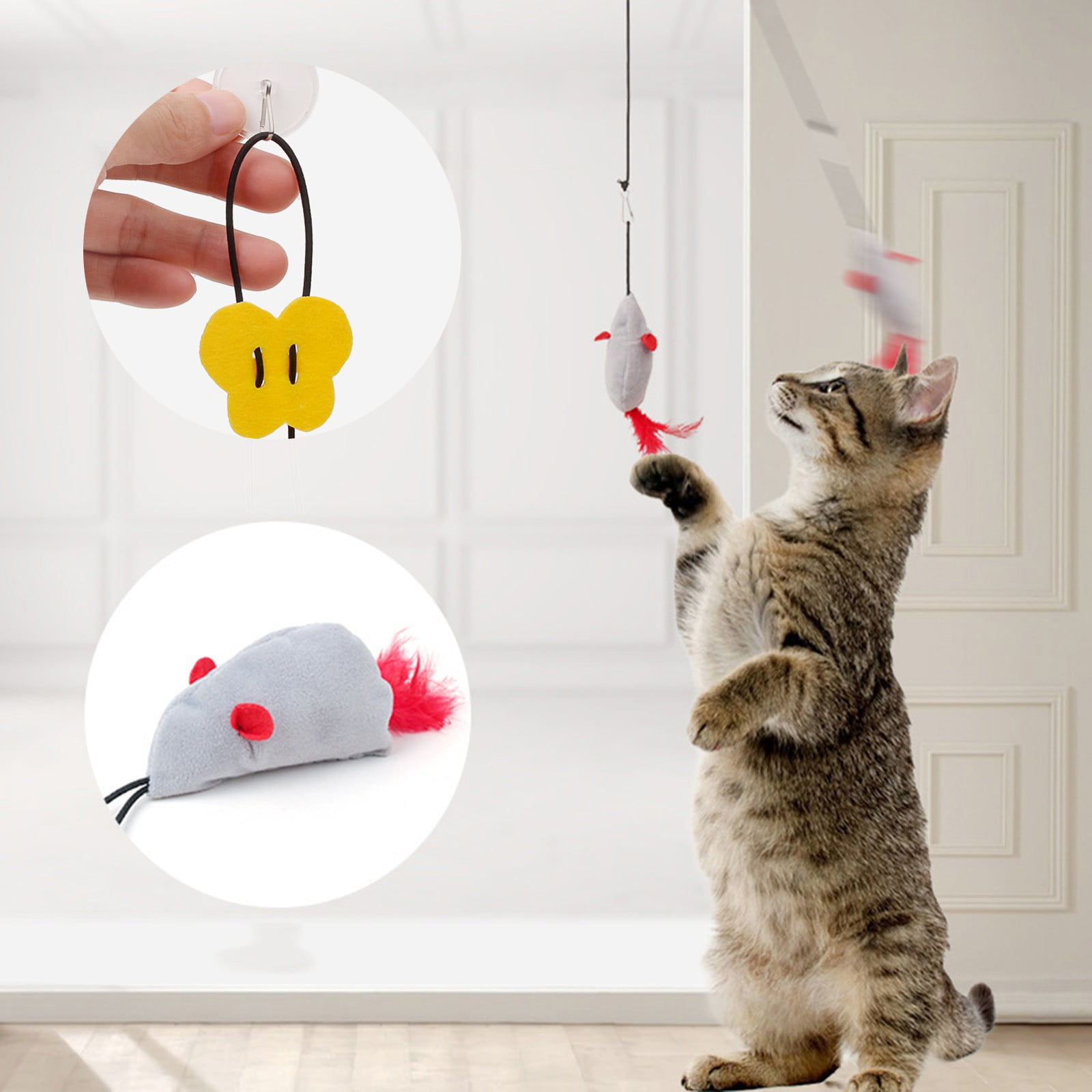 Hang a Vocal Mice Cat Toy Called a Mice Hi Hi Cat Tease Stick Cat Tease ...