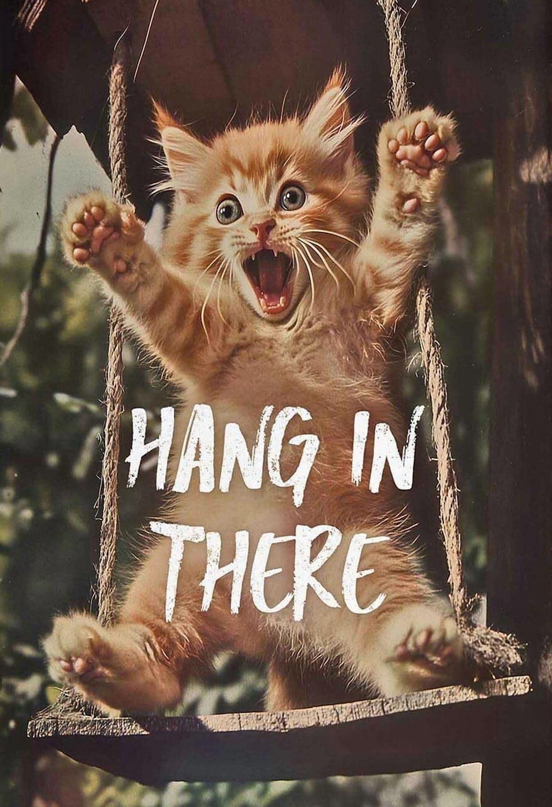 Hang in There Cat Poster Funny Cat Posters for Wall Motivational ...