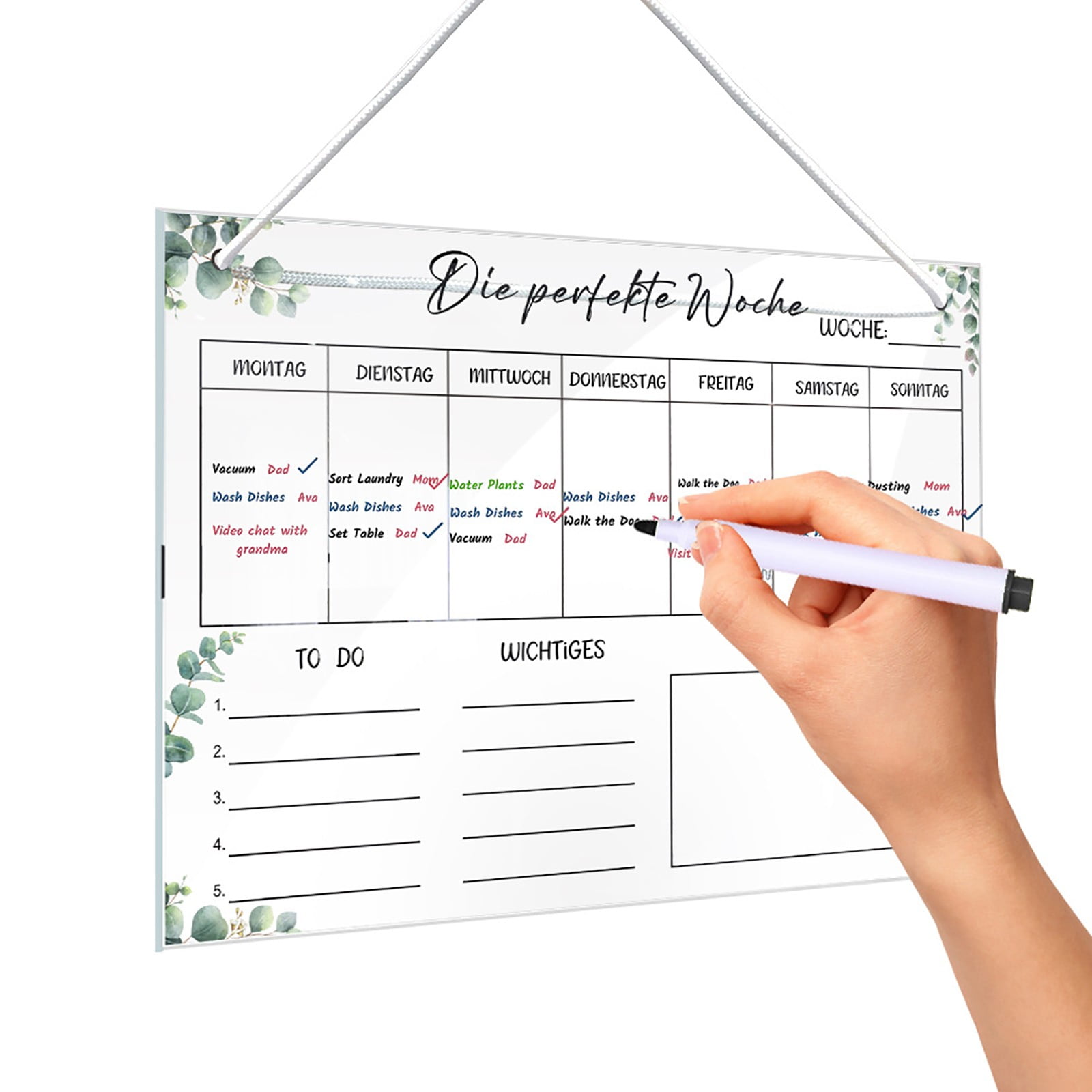 Hang The Erasable Acrylic Weekly Plan Notepad A|Hanging Erasable ...
