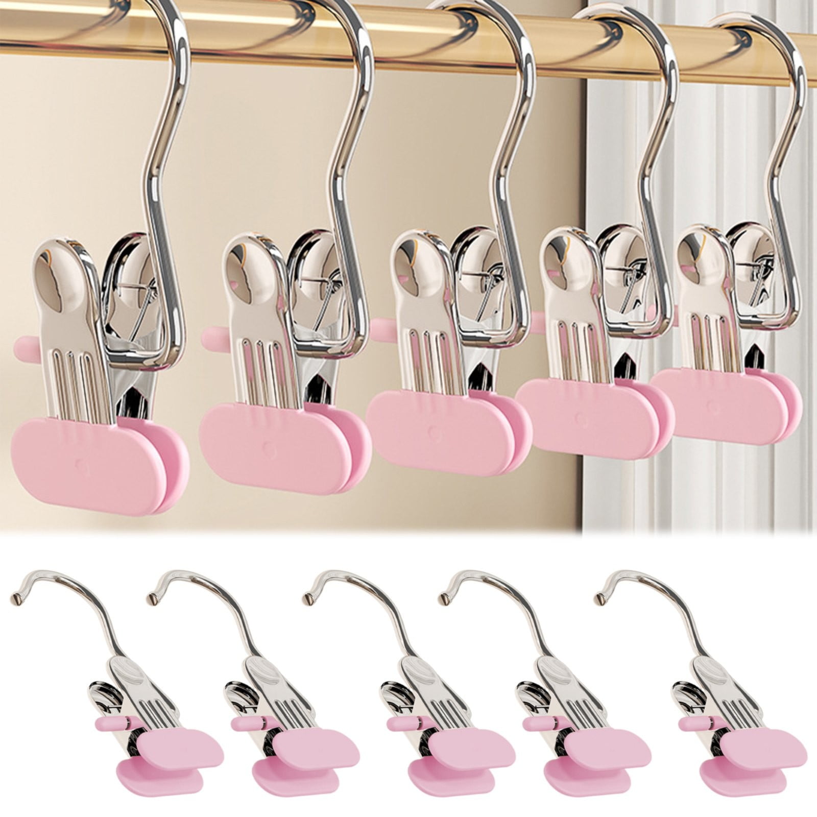 Hang Five Pink Travel Hooks|Anti Clip Saving Clothespin Hat Pants ...