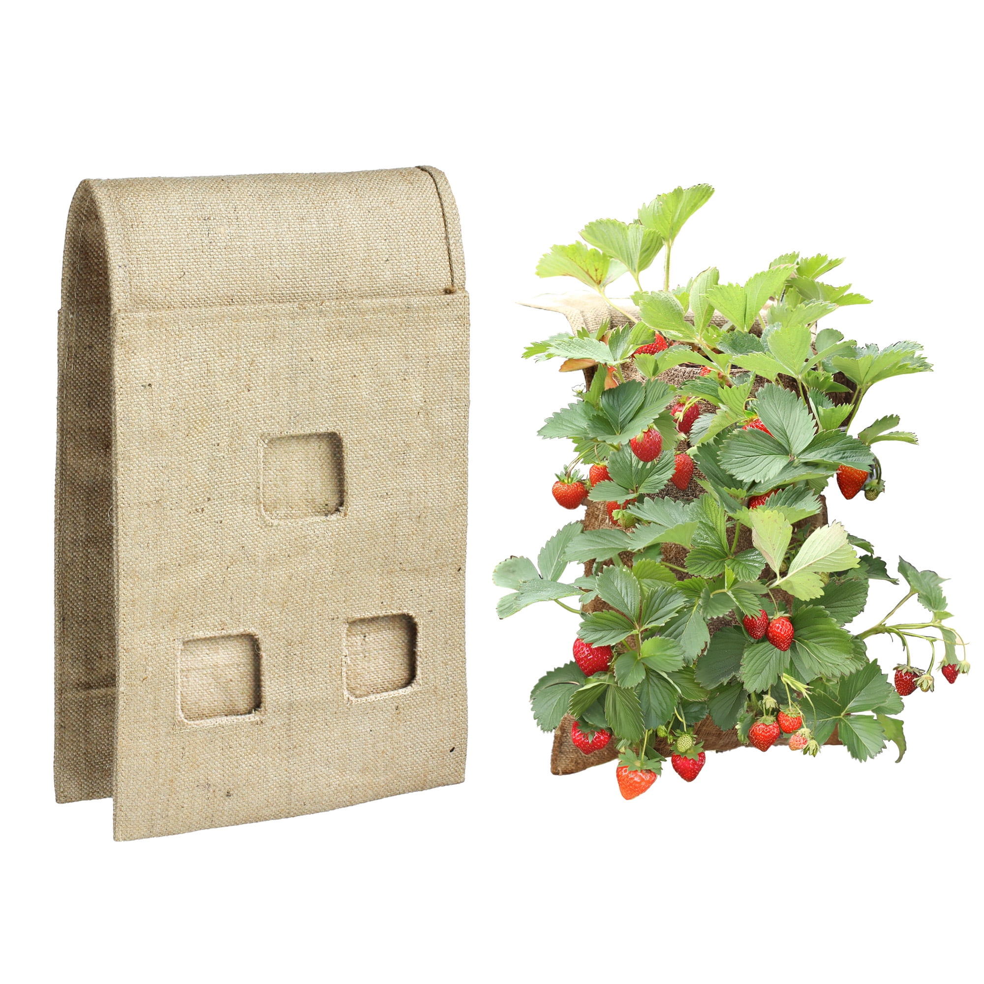 Hang & Grow Burlap Saddle Bag – 6 Holes (3 Each Side, 2" Wide) with 10 ...