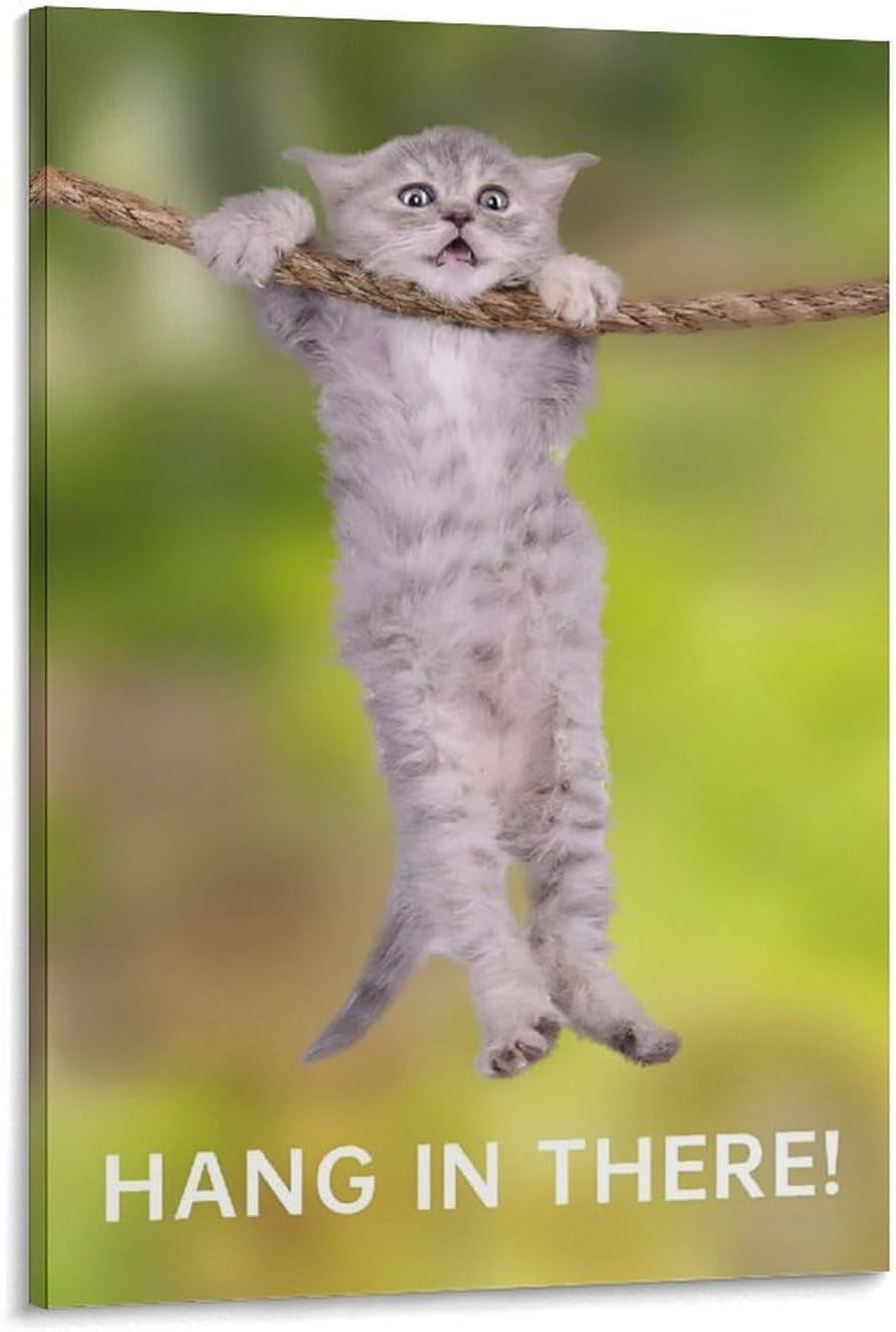 Hang In There Cat - Funny Inspirational Cat Picture Print Wall Art ...