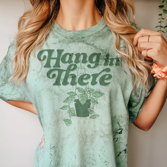 Hang In There Color Blast Tee, Plant Lady Graphic T-Shirt, Shirt, Cute ...