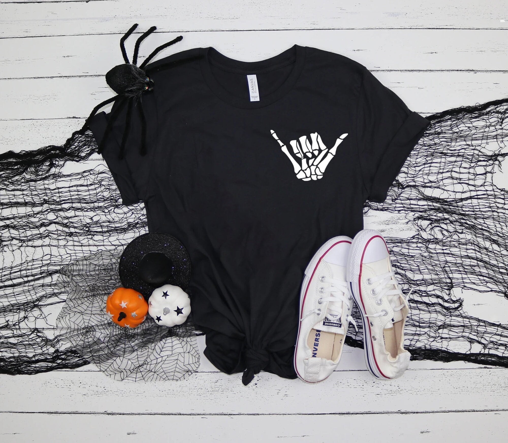 Hang Loose Skeleton Hand Shirt Halloween T-Shirt, Skeleton Hand T-Shirt ...