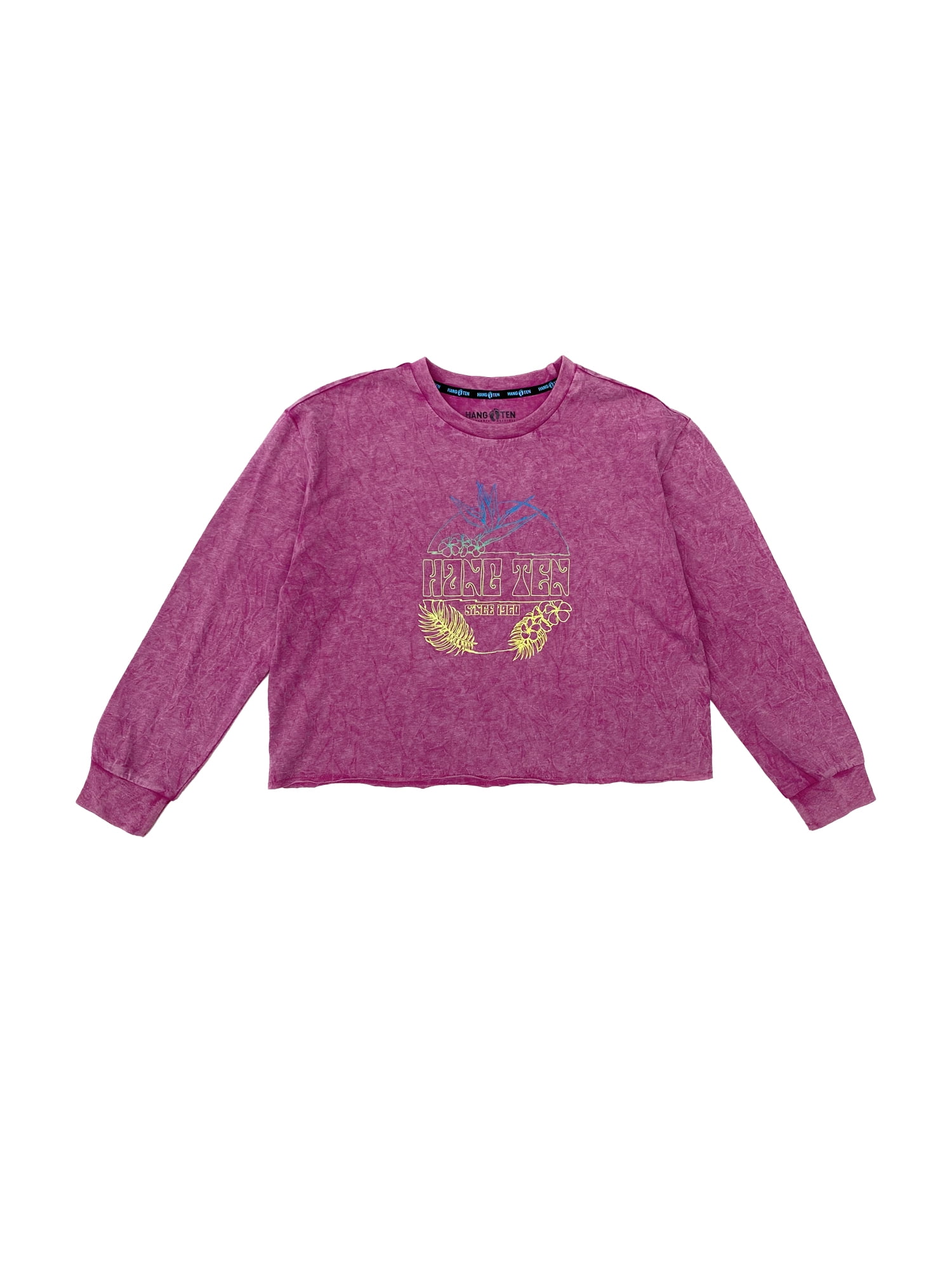 Hang Ten Girls Long Sleeve Boxy T-Shirt Sizes S-XL - Walmart.com
