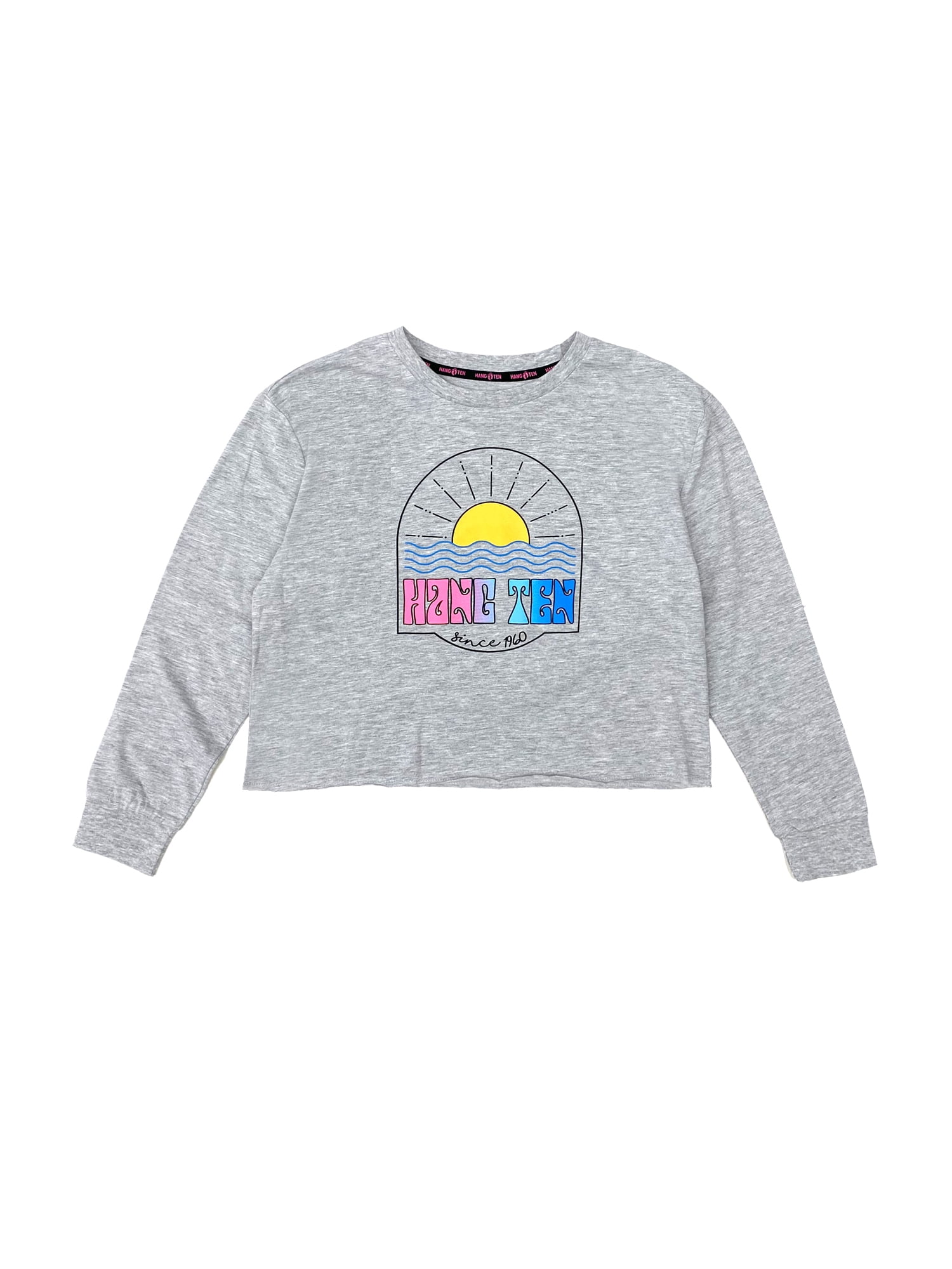 HANG TEN Girls Long Sleeve Boxy T-Shirt Grey Heather S-XL - Walmart.com