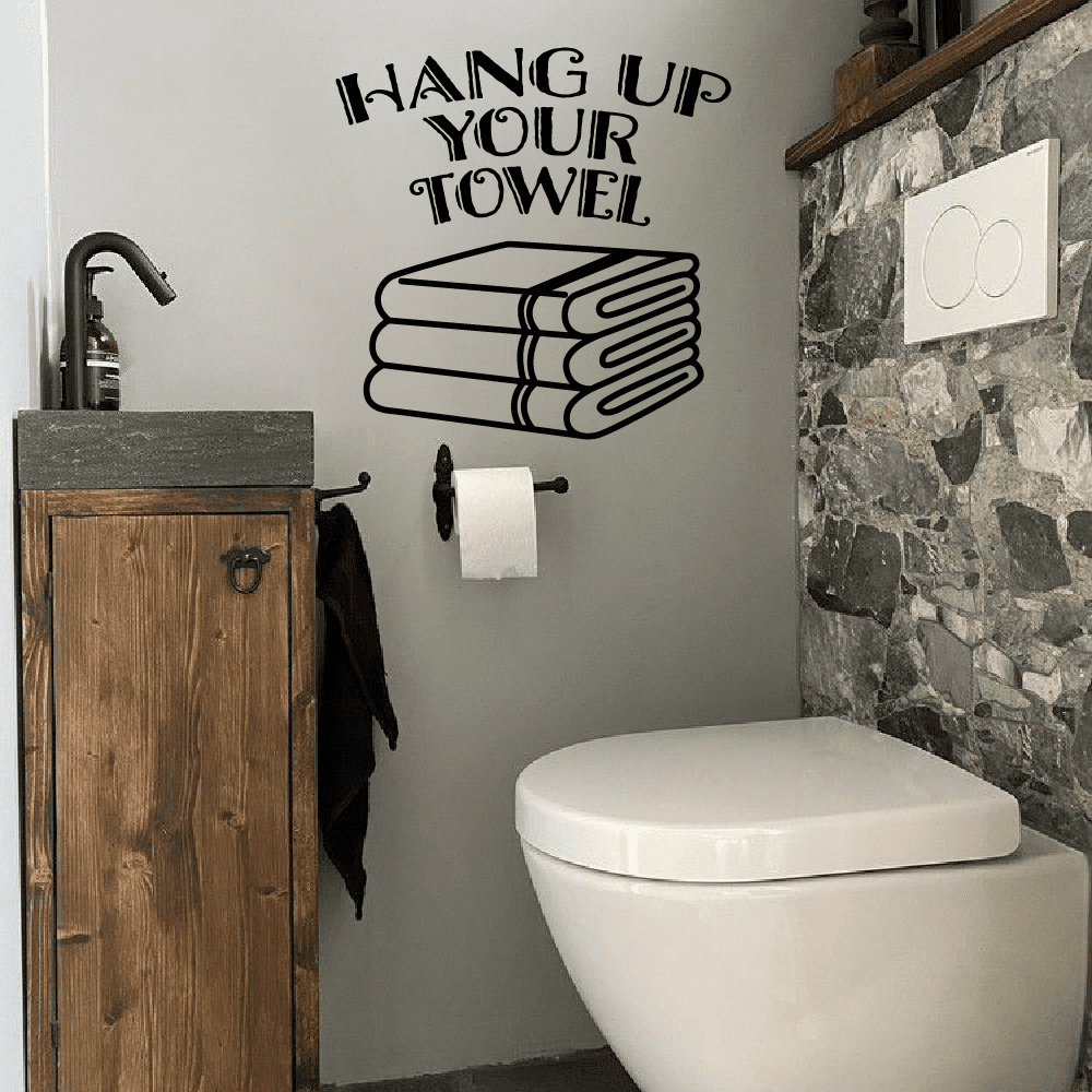 Hang Up Your Towel - Bathroom Rules Quotes Vinyl Wall Art Sticker Decal ...