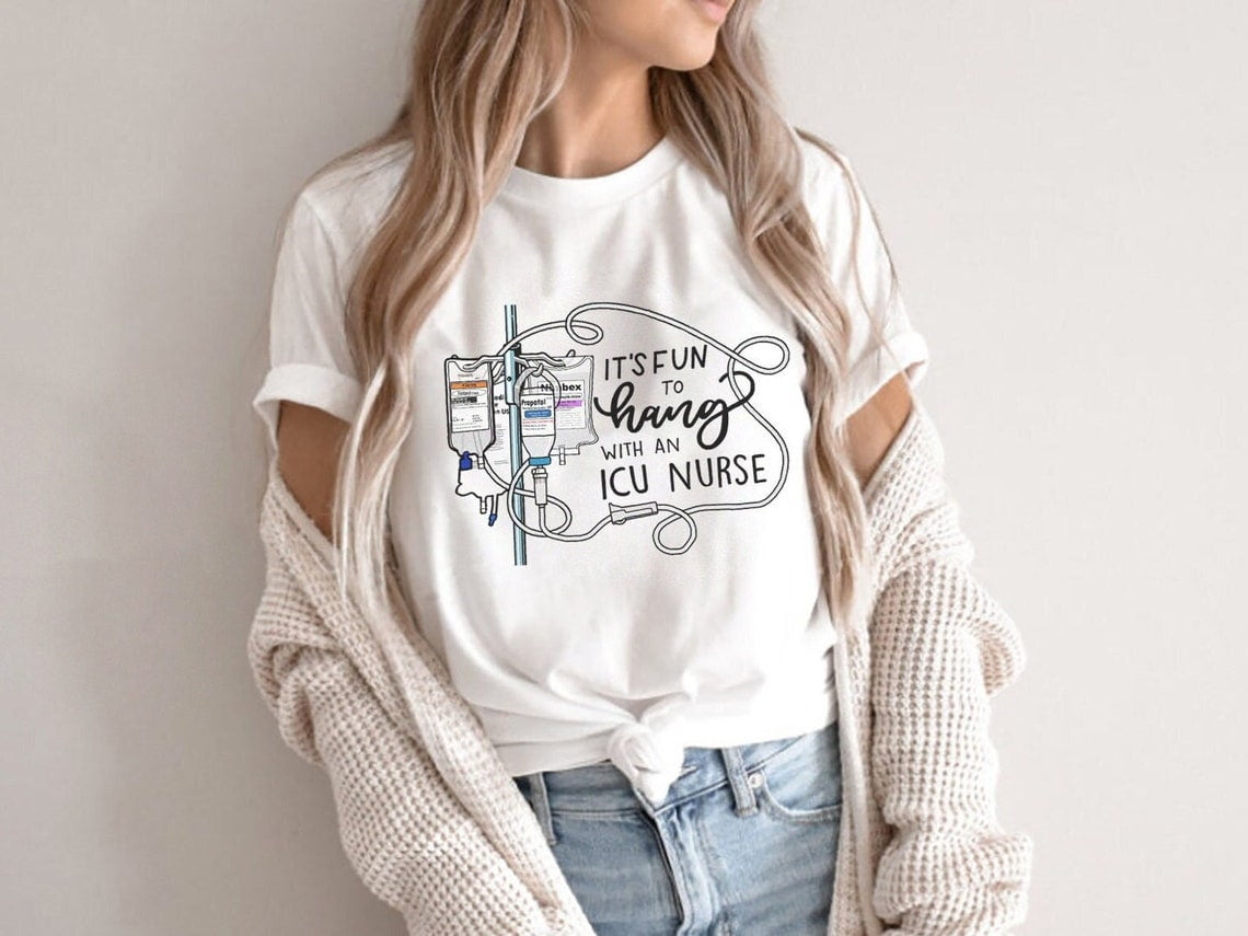 Hang with an ICU Nurse T-Shirt, Cute Critical Care Nursing Shirt Micu ...