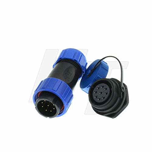HangTon HE21 9 Pin Connector Waterproof Panel Mount Socket Cable Plug ...