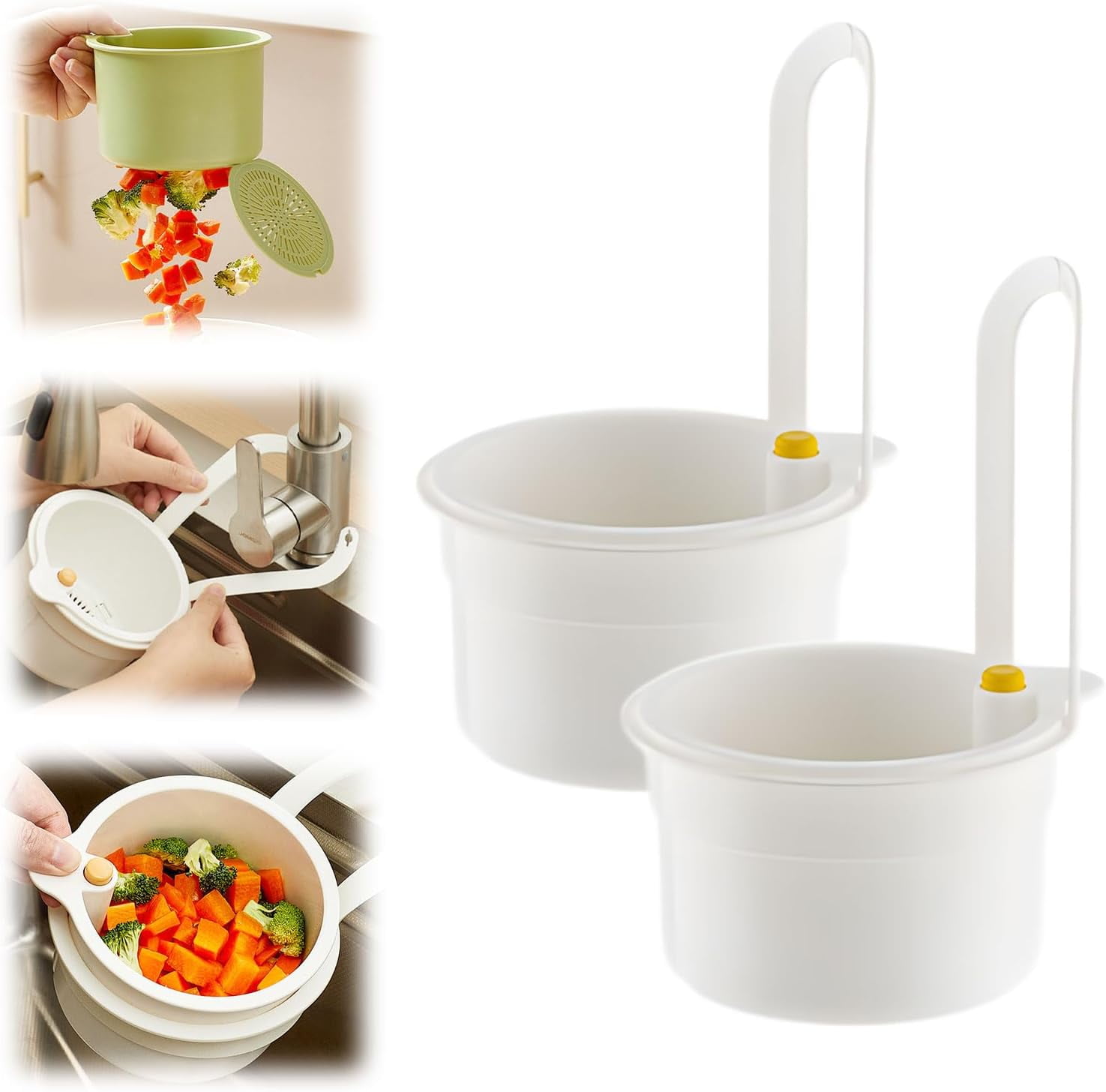 Hangable Kitchen Sink Drain, 2025 Self-Cleaning Strainer Basket With ...