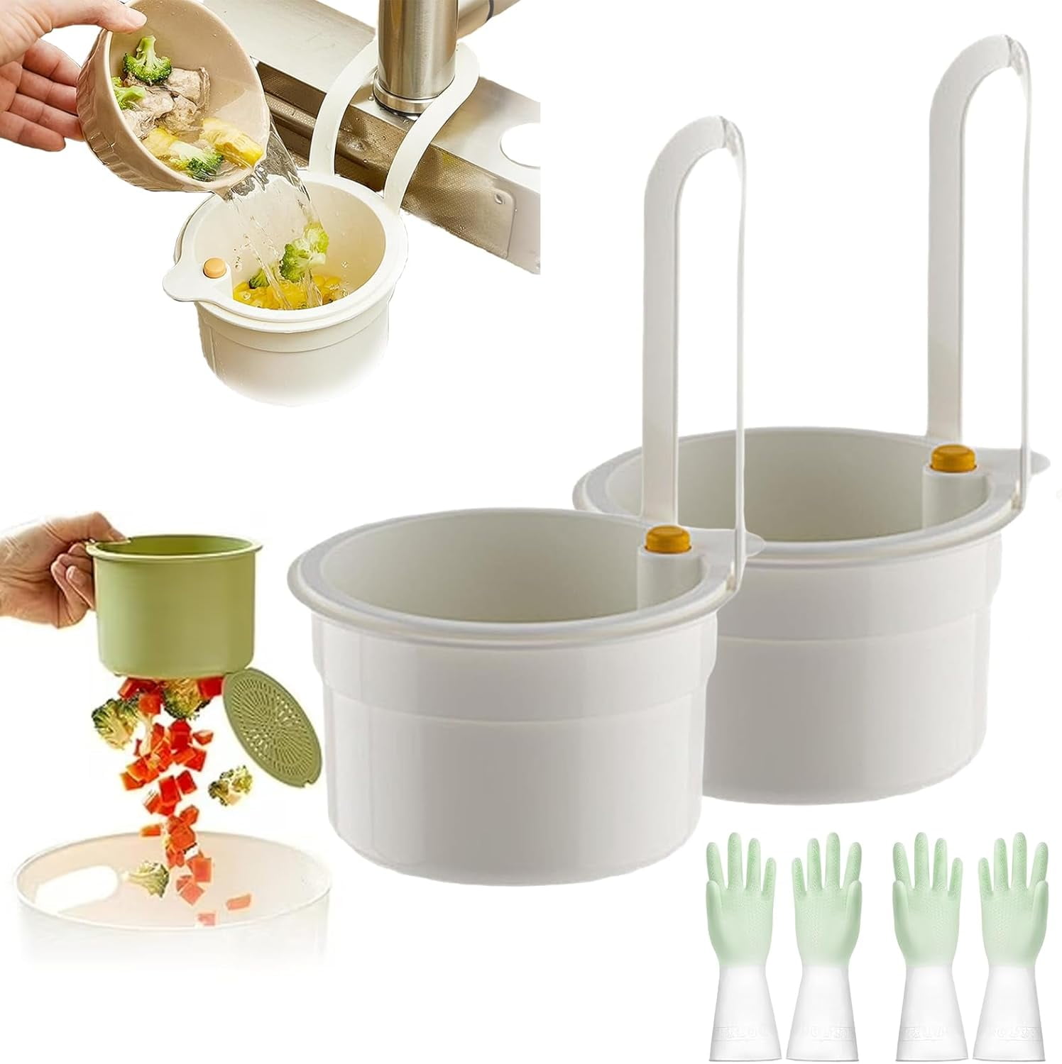 Hangable Kitchen Sink Drain, Dondepiso Sink Strainer Basket 3 Pc,2025 Self-Cleaning Kitchen Sink ...