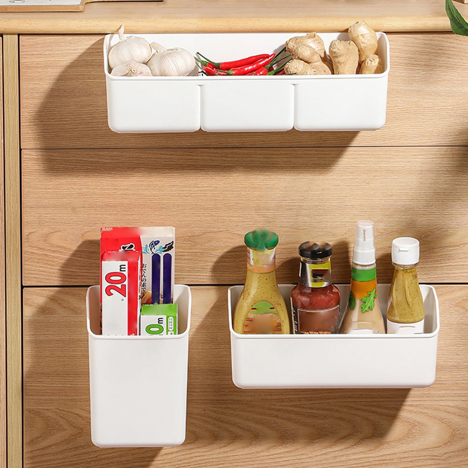 Hangable Plastic Wall Mounted Storage Basket Organizer for Kitchen ...