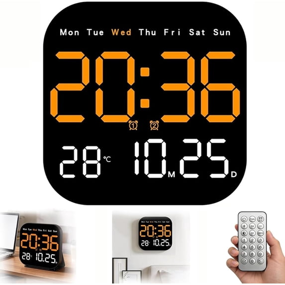 Hangable Wall Clock or Standalone, Large Digital Clock with Remote ...