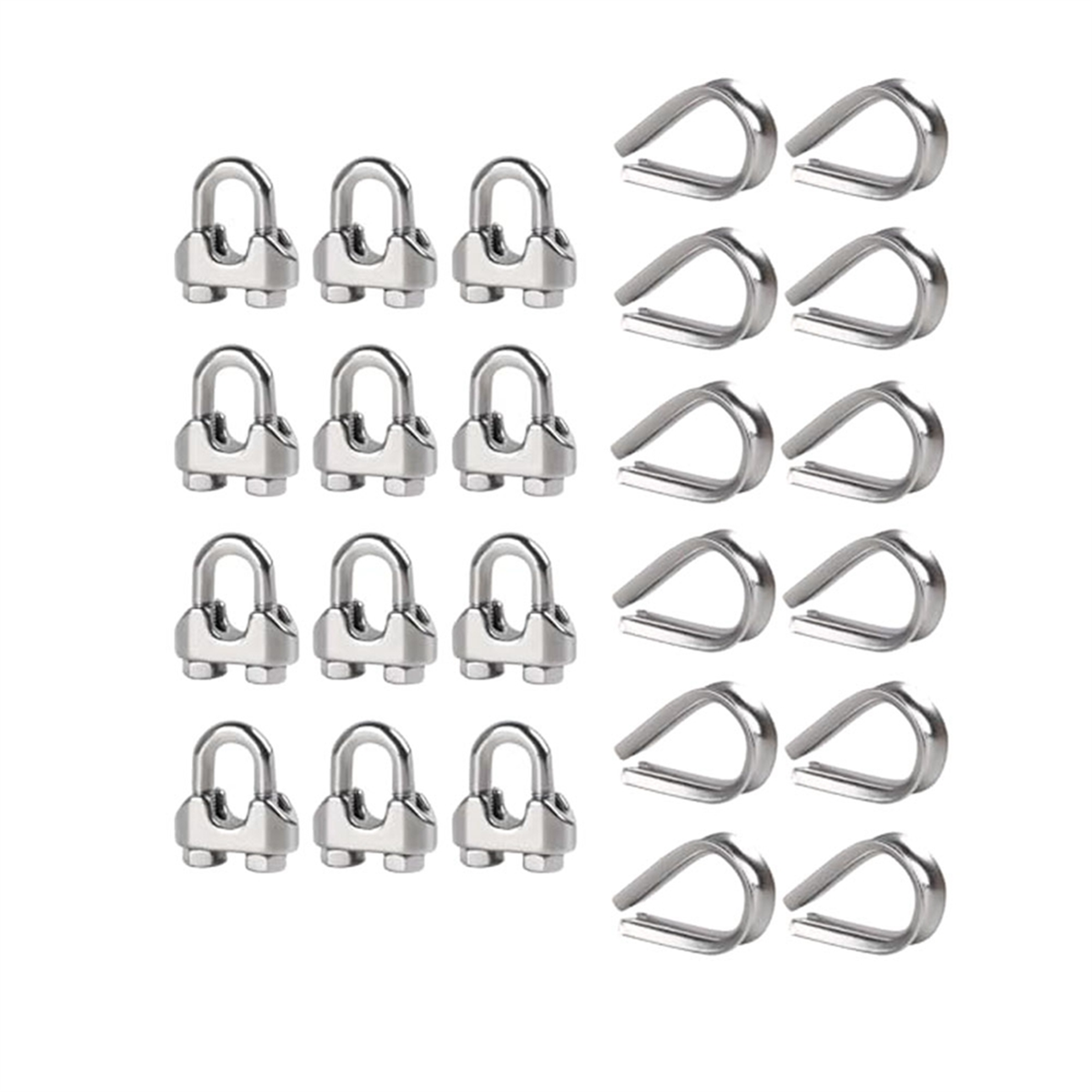 Hanger 1/4 Inch M6 Wire Rope Cable Clamp Thimble Kit for Rigging,12 Set ...