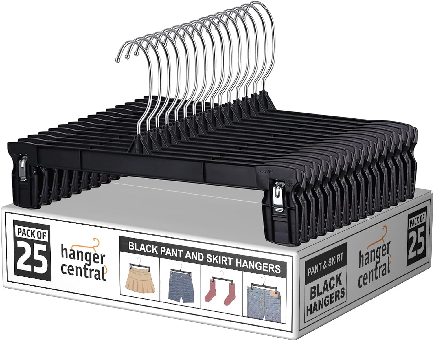 Hanger Central Recycled Black Heavy Duty Plastic Bottom Hangers with ...