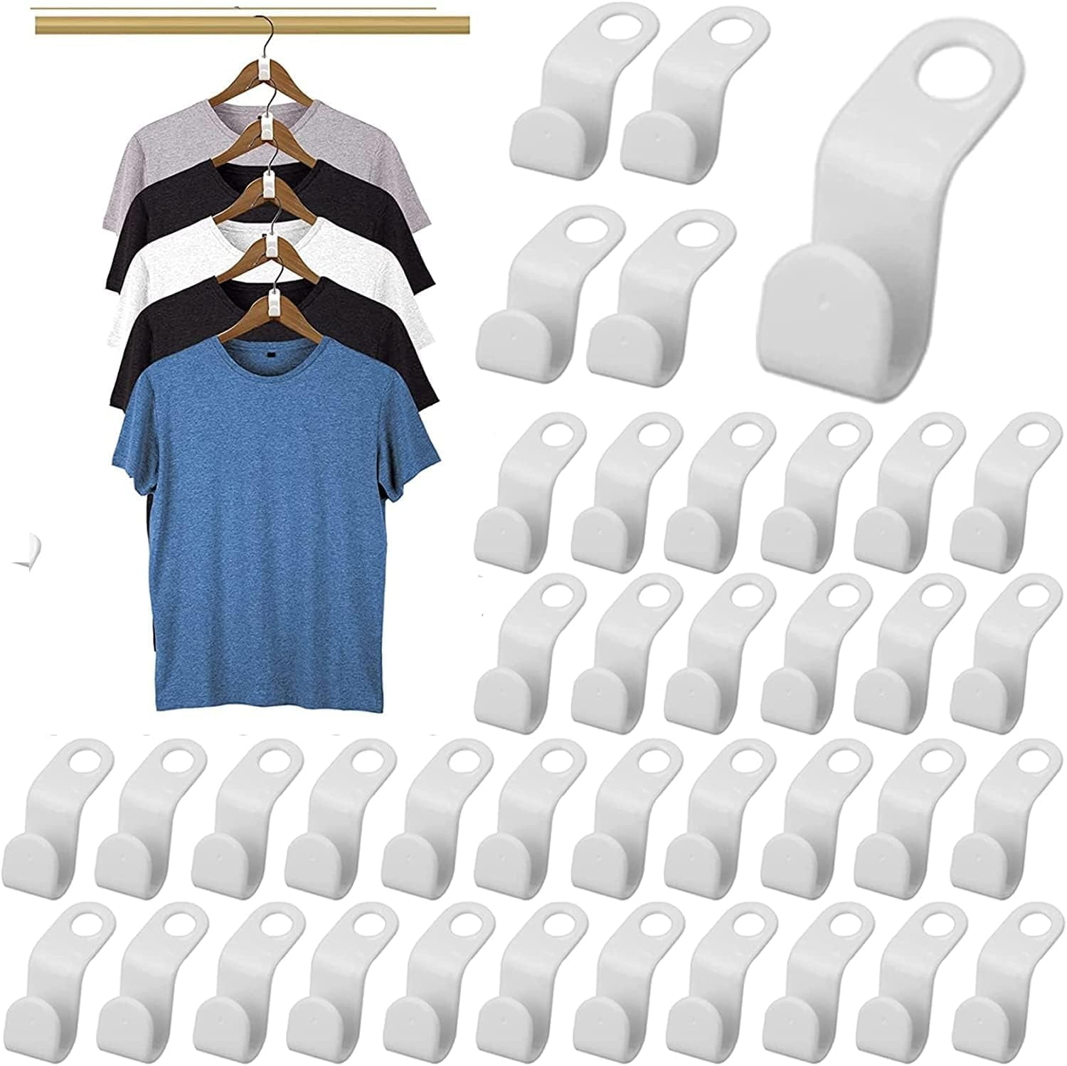 Hanger Hooks, 50pcs Clothes Hanger Connector Hooks, Space Saving ...