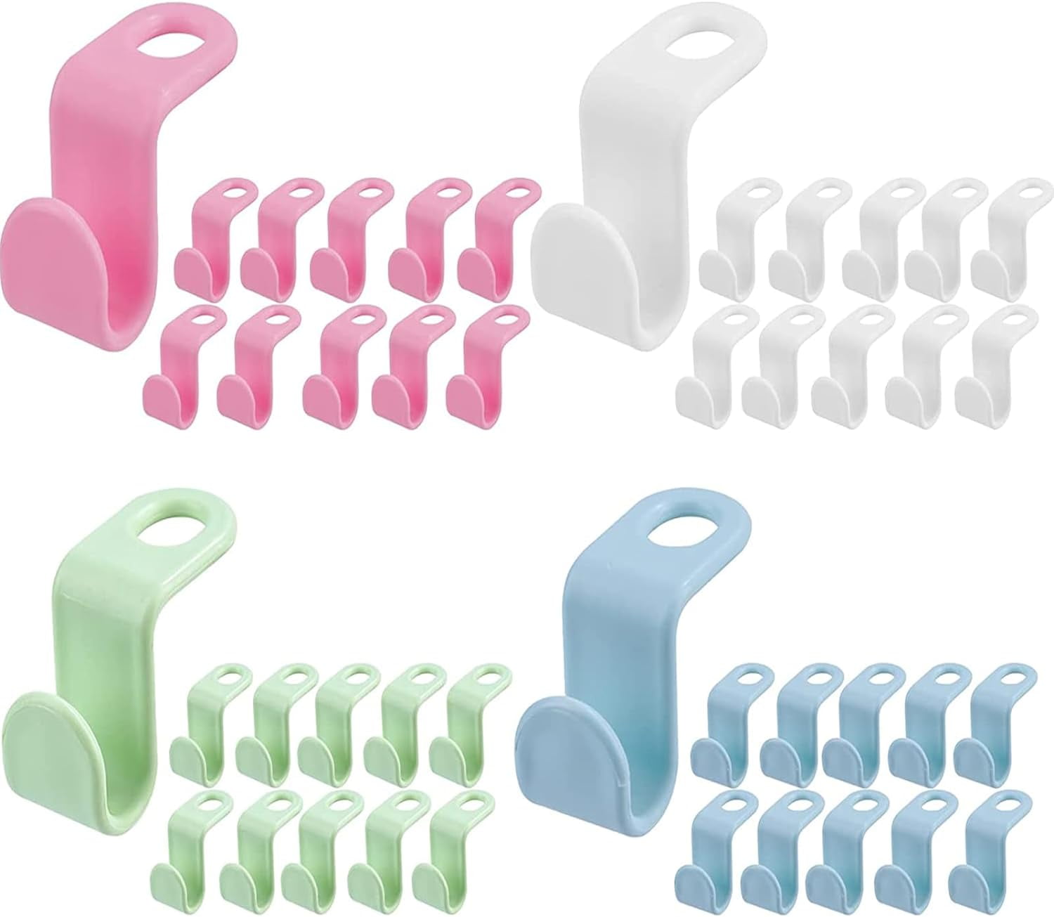 Hanger Hooks, Clothes Hanger Connector Hooks, Mini Plastic Closet ...