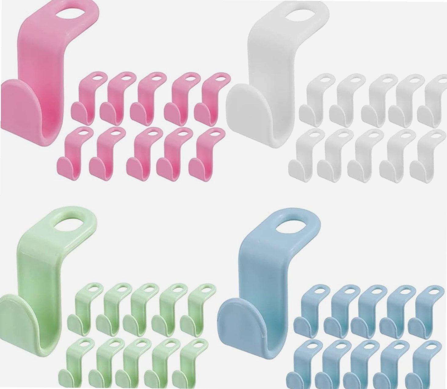 Hanger Hooks, Clothes Hanger Connector Hooks, Mini Plastic Closet ...