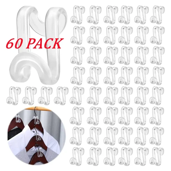 Hanger Hooks Space Saving, 60 Pack Clothes Hanger Connector Hooks ...