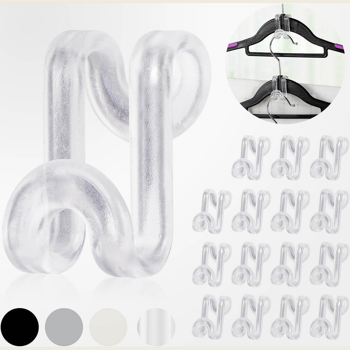Hanger Hooks Space Saving, Clothes Hanger Connector Hooks, Transparent ...
