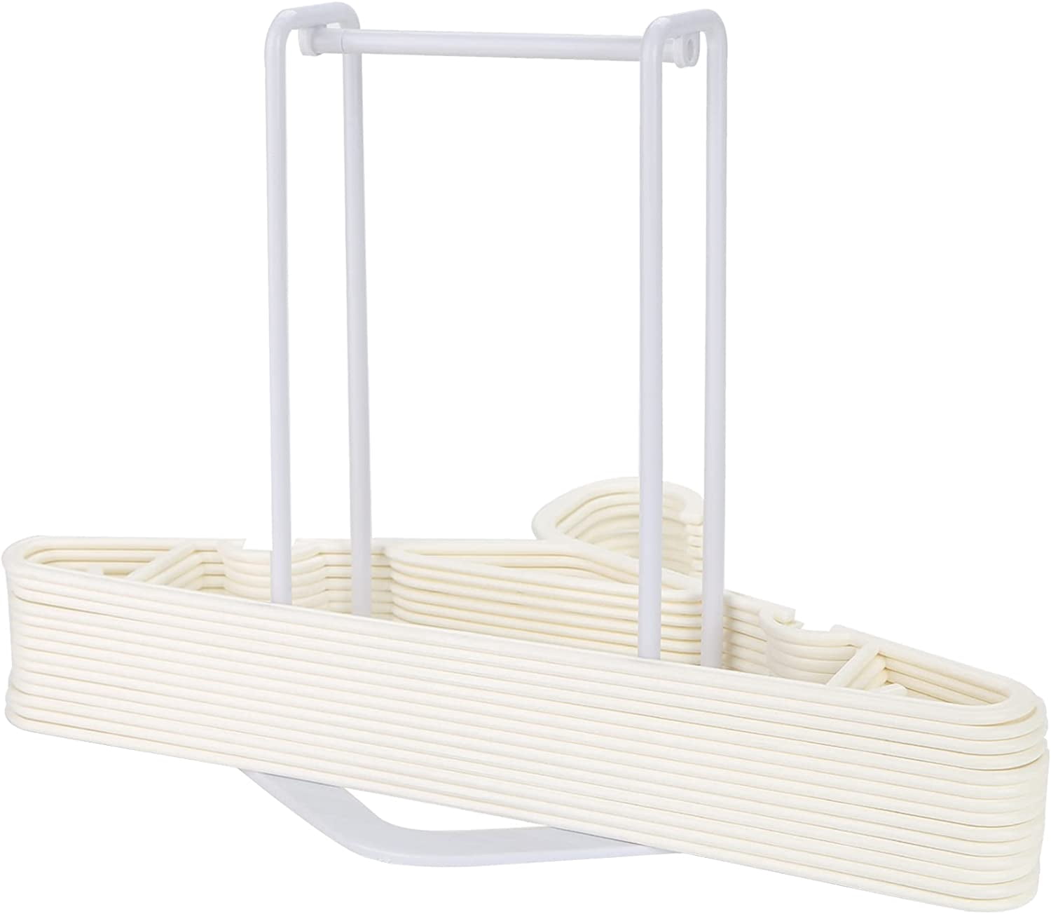 Hanger Stacker Holder Stand, White Plastic Hangers Rack Storage for ...