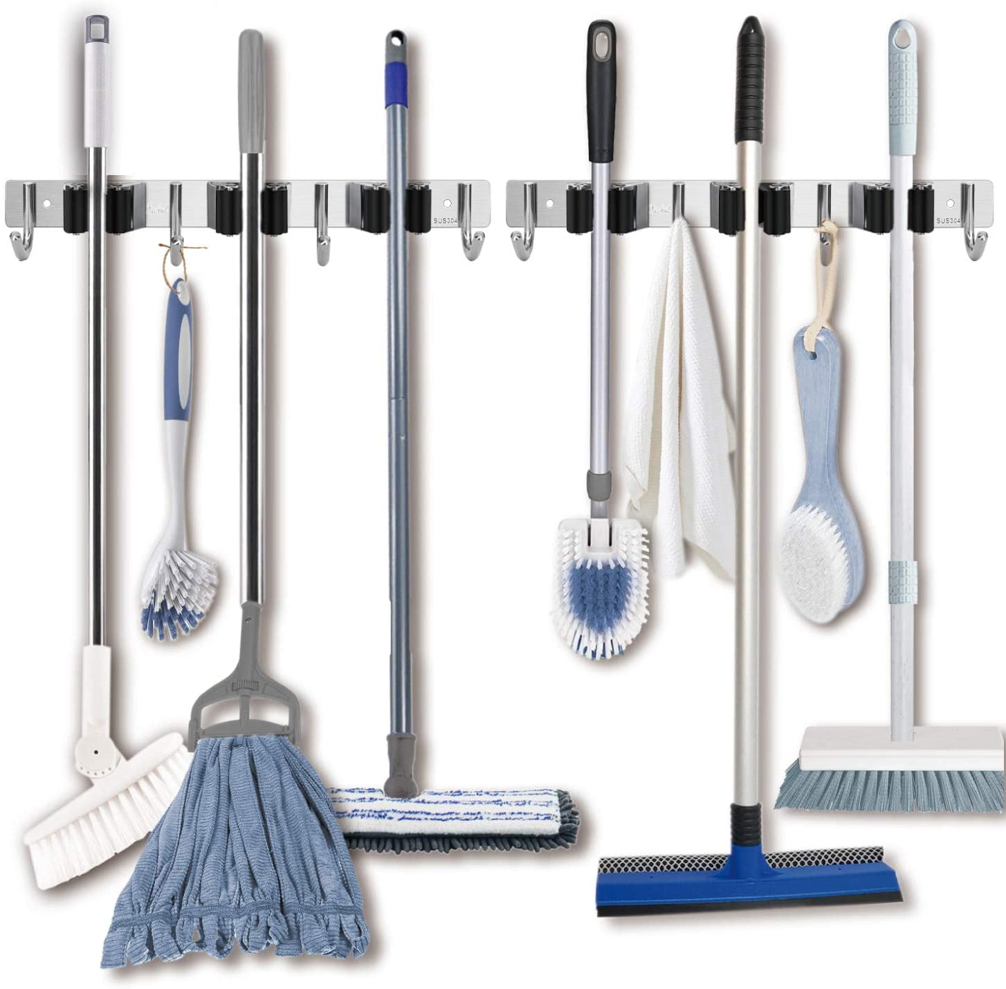 Hanger Wall Mounted, 2PCS Mop and Broom Holder Wall Mount Garage ...