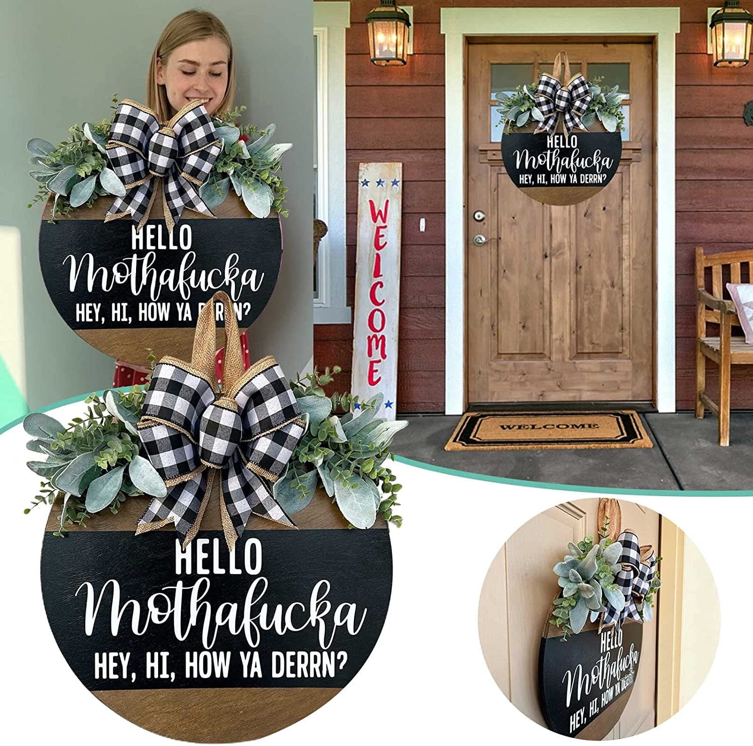 Hanger Welcome Sign Decor,Funny Words Hanger Welcome Sign Home Outdoor ...