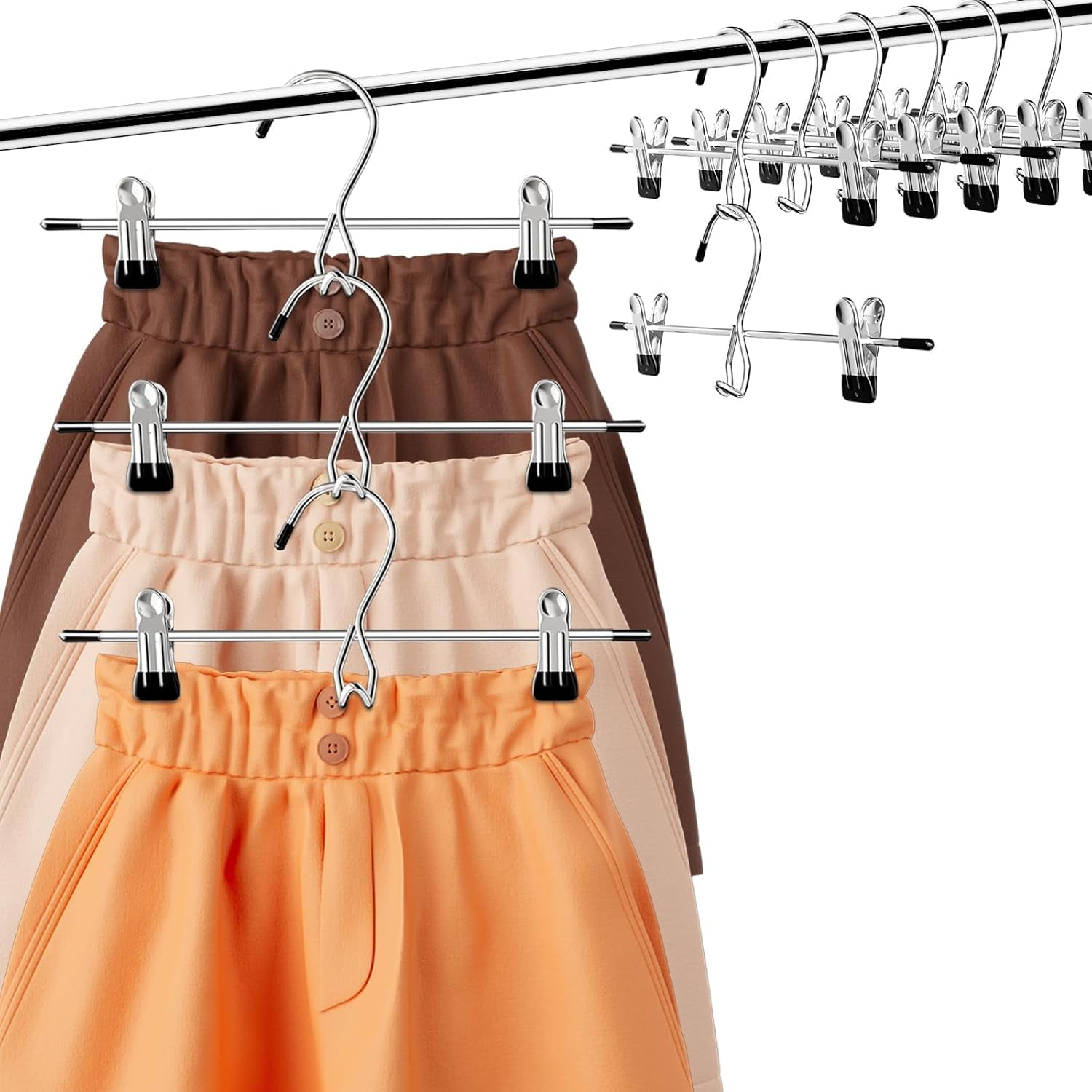 Hangers,Pants Hangers Space Saving Hangers with Clips,Stackable Skirt ...