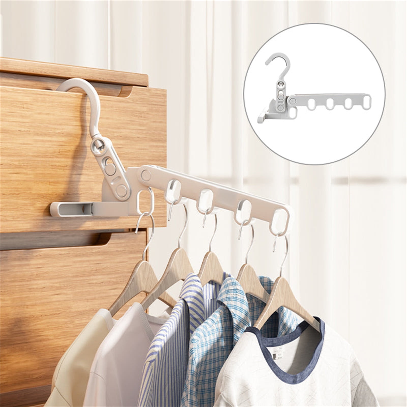 Hangers Perforated Clothes Rack Storage Artifact Balcony Folding ...