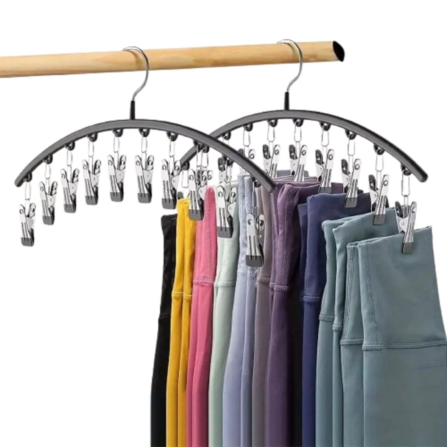 Hangers with Clips Space Saving Pants Closet Organizer Hanging Legging ...