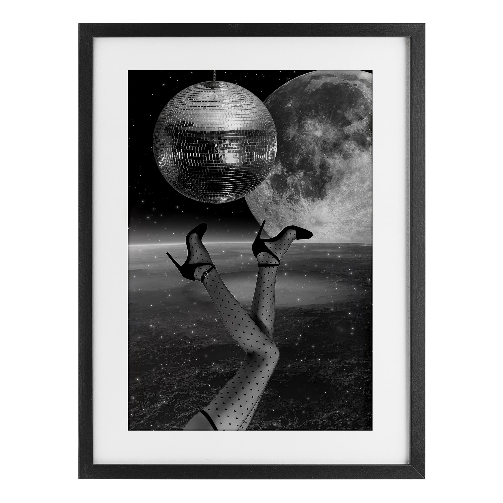 Hangin' Over Disco & Planet Black Framed Print Under Glass, design by ...