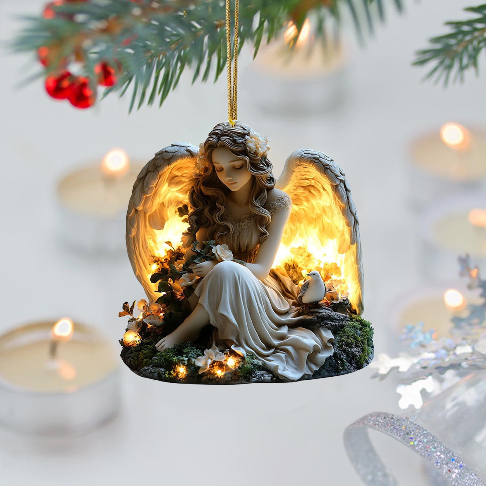 Hanging Angel Girl Decoration,Finely Detailed Wings Gracefully Wrap ...