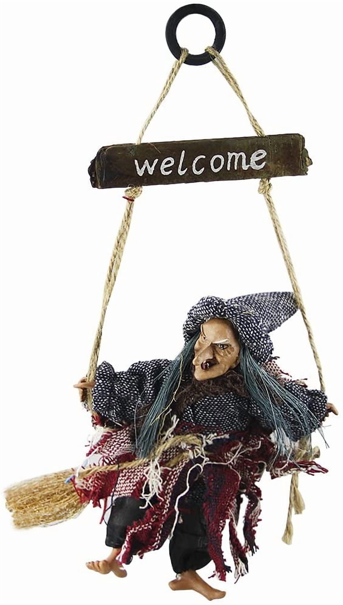 Hanging Animated Witch on Broomstick Halloween Decoration Dolls Pendant ...