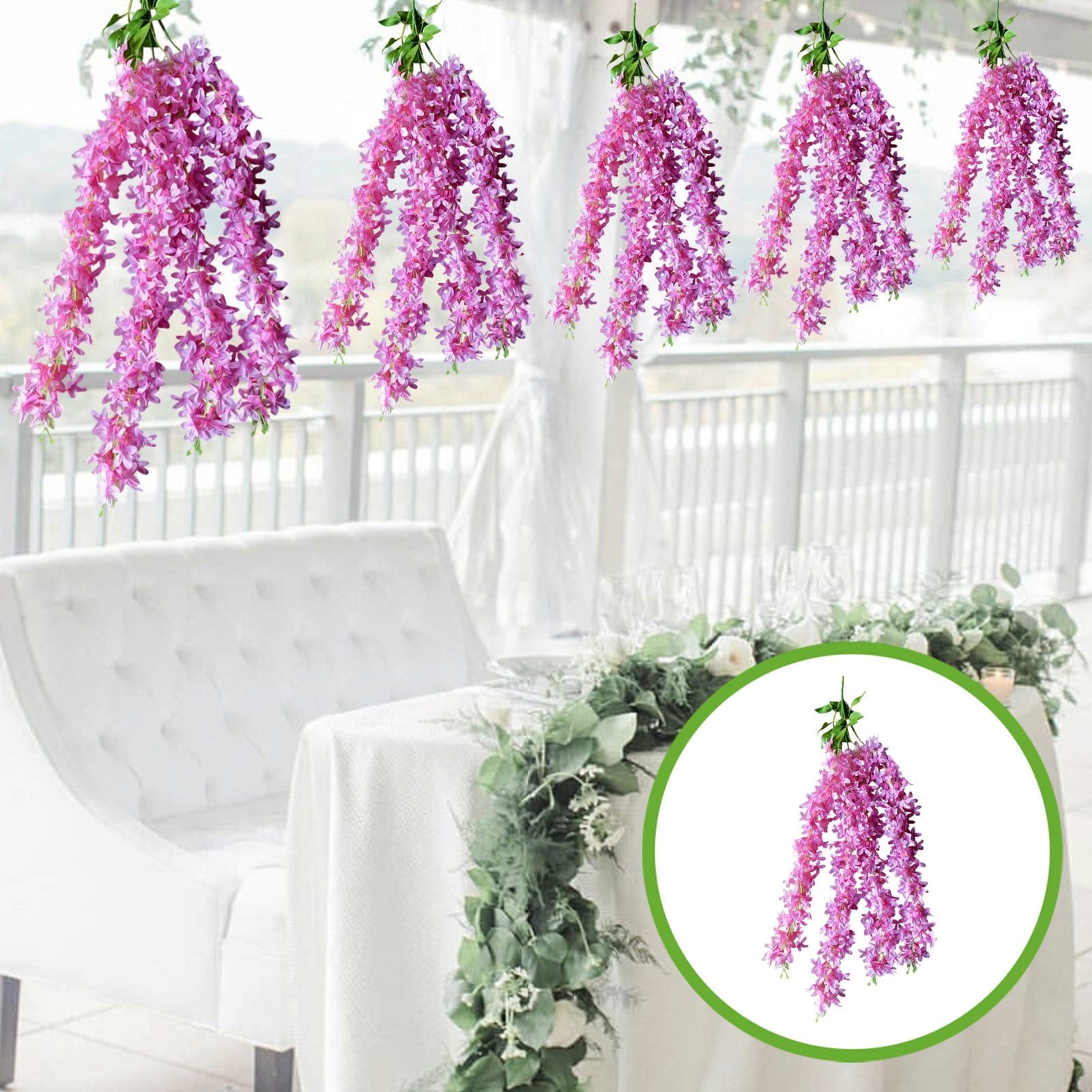 Hanging Artificial Lilac Flowers,UV Resistant No Fade Fake Syringa ...