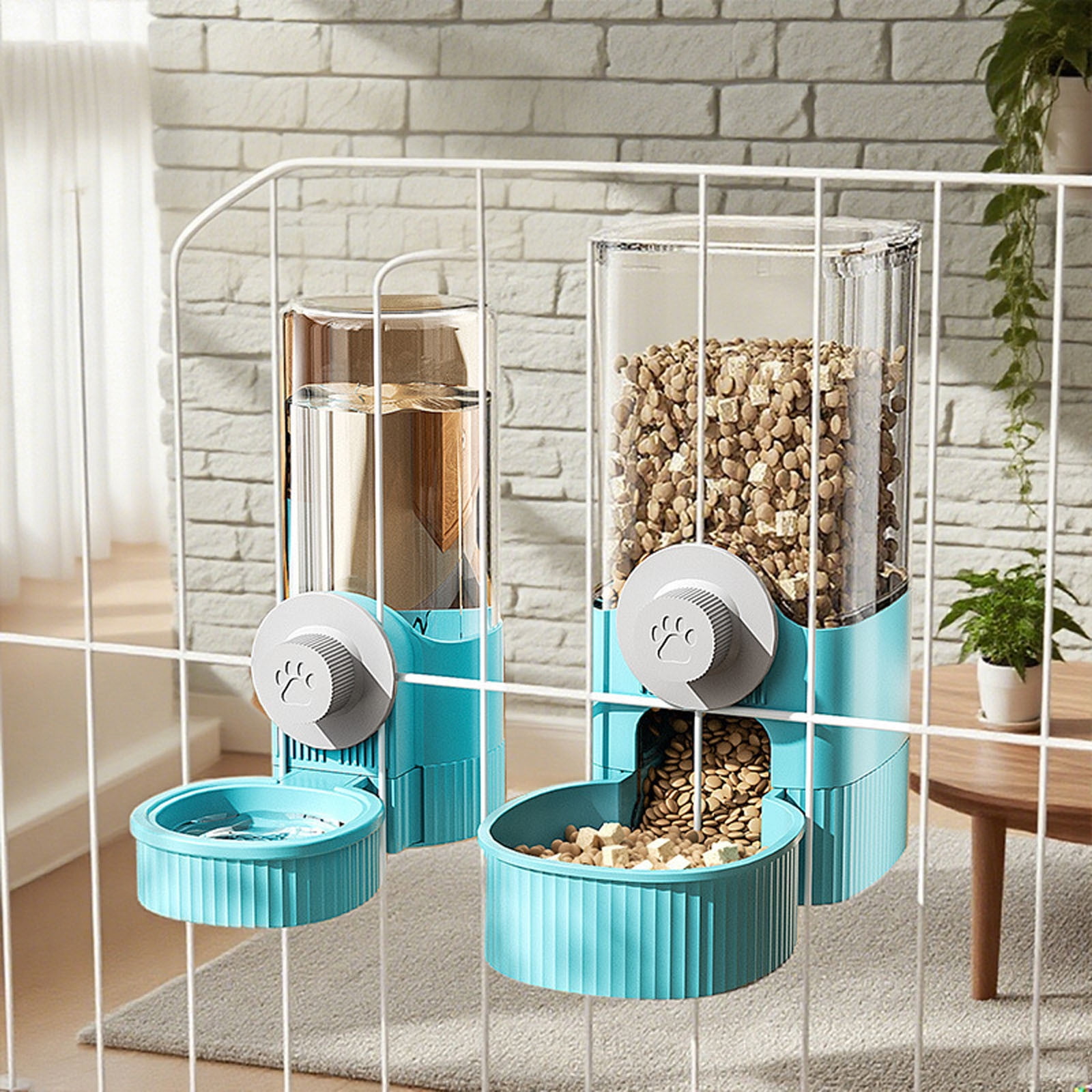 Hanging Automatic Pet Feeder and Water Dispenser Combo for Cages with ...