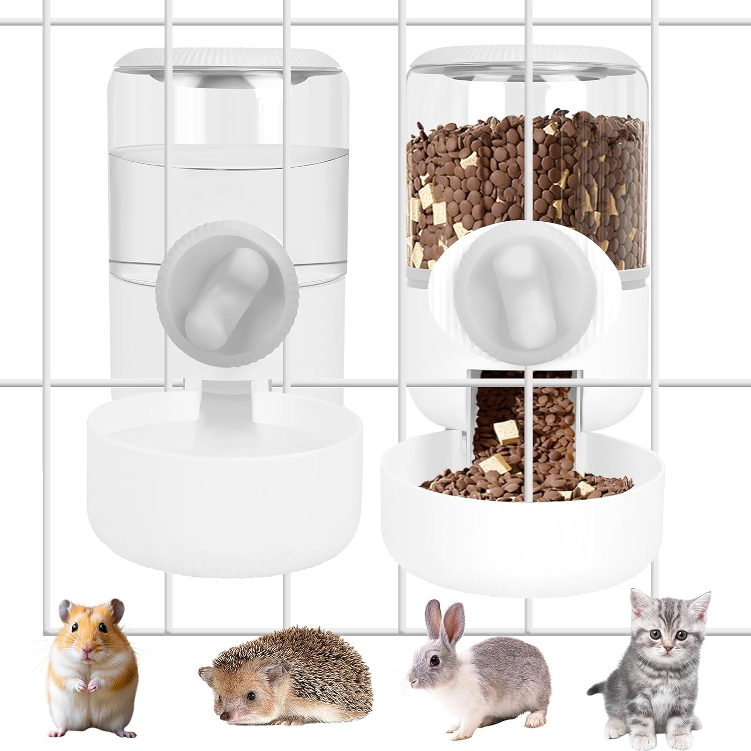 Hanging Automatic Pet Food Water Dispenser Set,Gravity Feeder Food Dispenser,Suitable for Caged ...