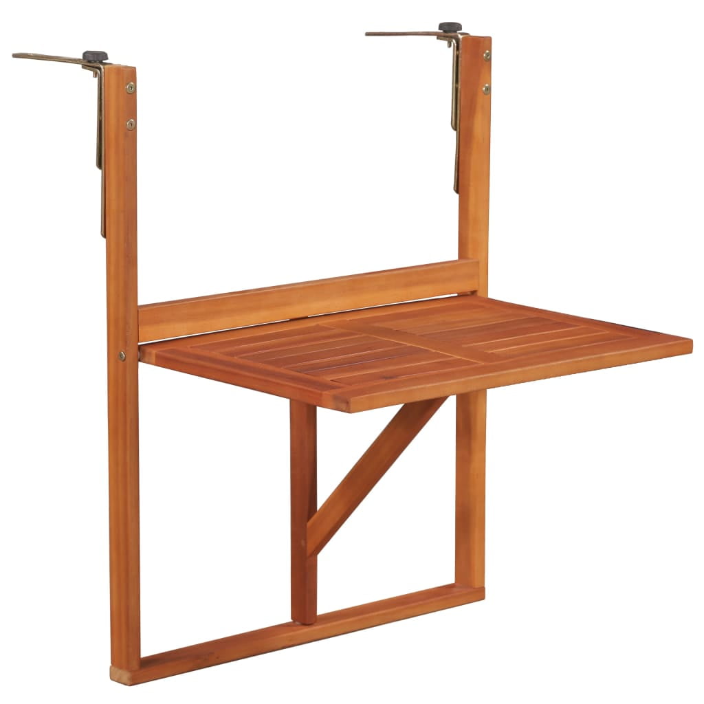 Hanging Balcony Table - 51.1x35.4x28.3 Solid Acacia Wood, Weather ...