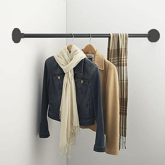 Walmart 43" Iron Wall Mount Closet Rod, Corner Hanging Bar for Wardrobe ...