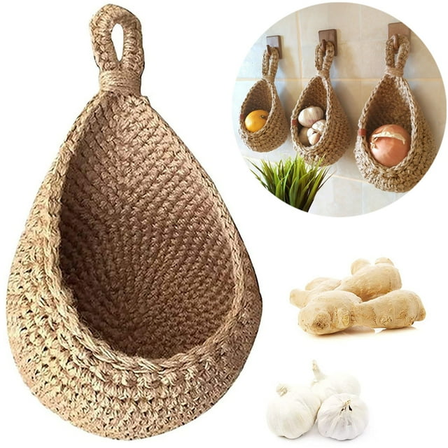 Hanging Basket - Hanging Wall Vegetable Fruit Storage Bag, Handwoven ...