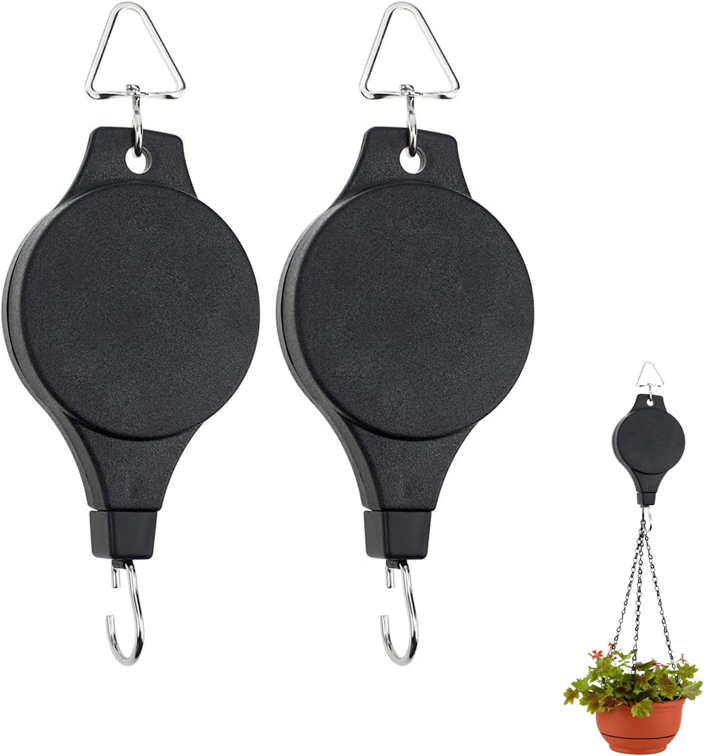Hanging Basket Pulley, Plant Hook Pulley Easy Reach Hanging Flower ...