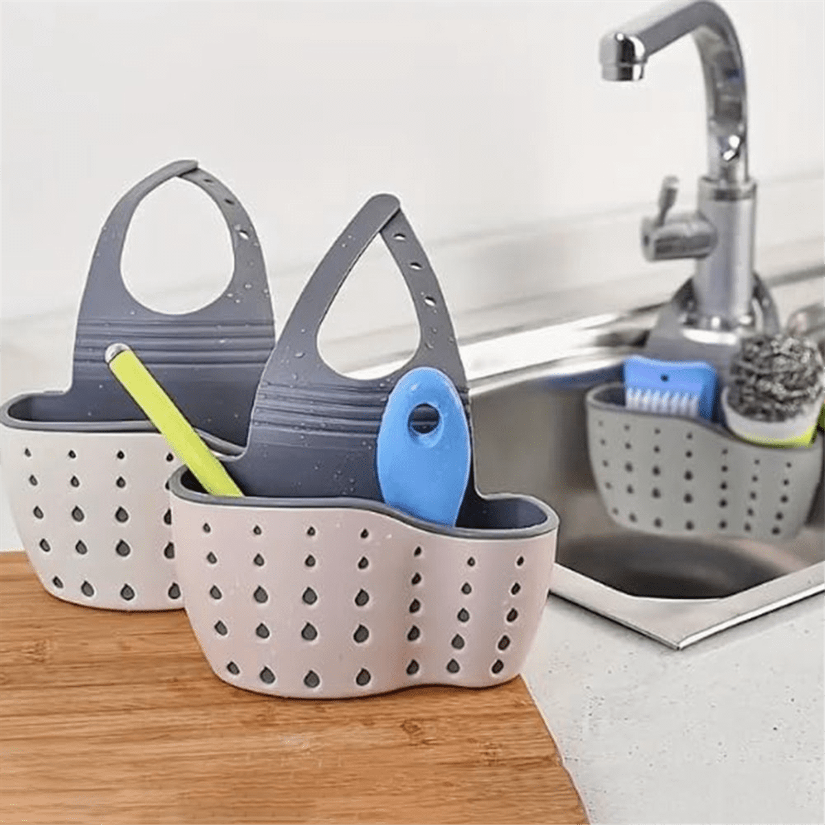 Hanging Basket, Sink Sponge Rack, Sink Organizer, Silicone Storage Box ...
