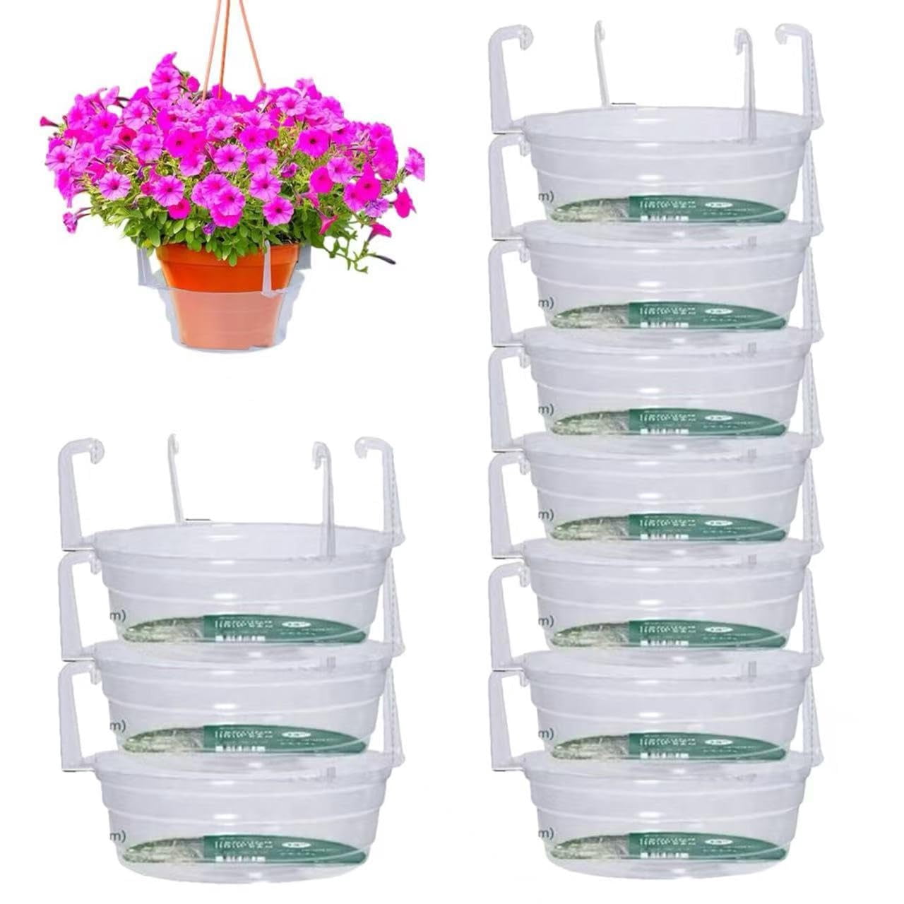 Hanging Basket Water Catcher with Hooks, Clear Plastic Drip Pan for ...